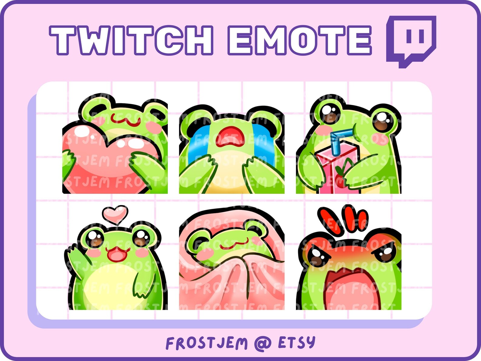 FROG EMOTE Pack 6 Twitch Emotes Discord Youtube Emote - Etsy
