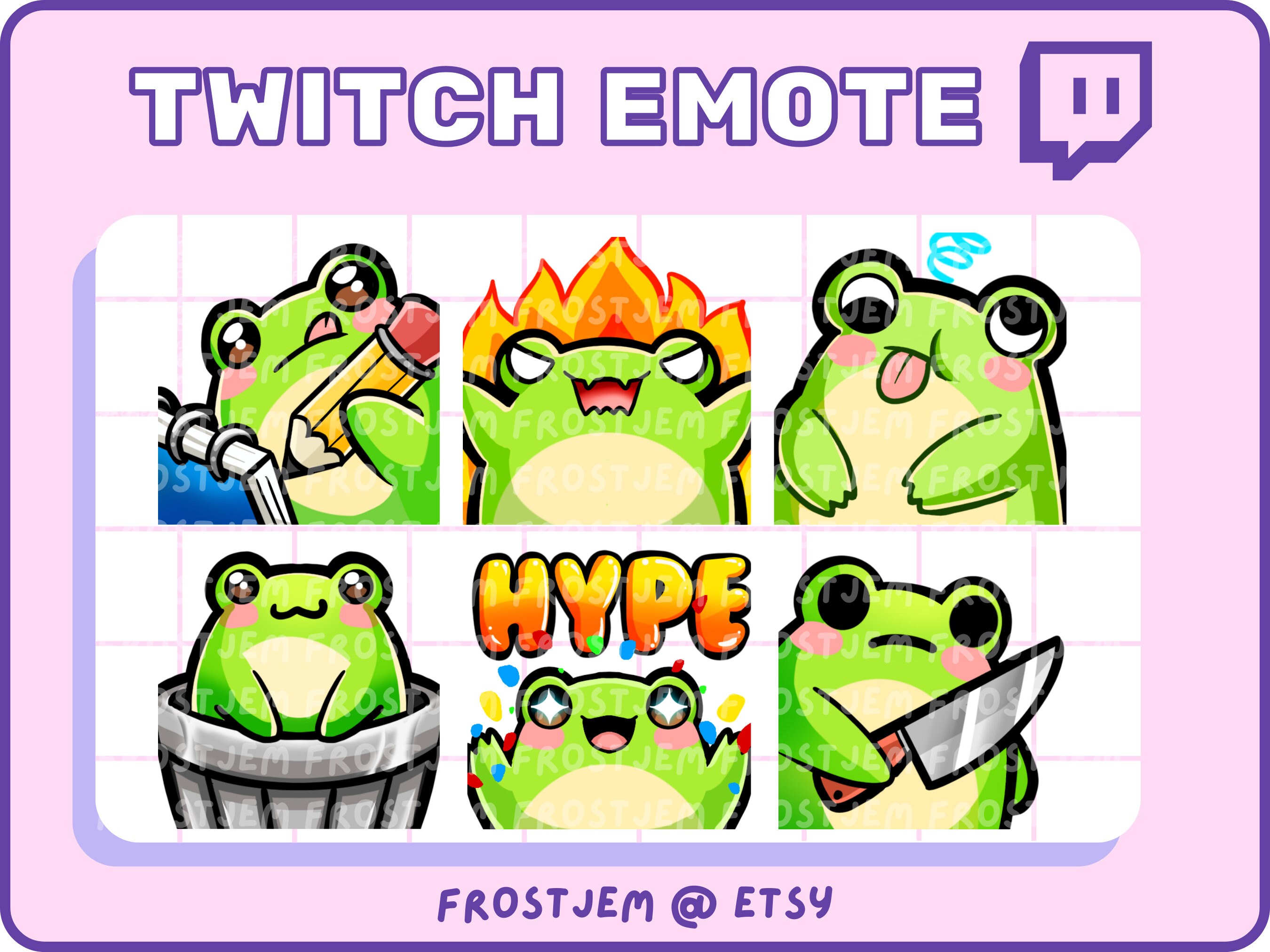 Frog Emotes BIG PACK 12 Twitch Emotes Discord Youtube Emote Pack Froggy ...