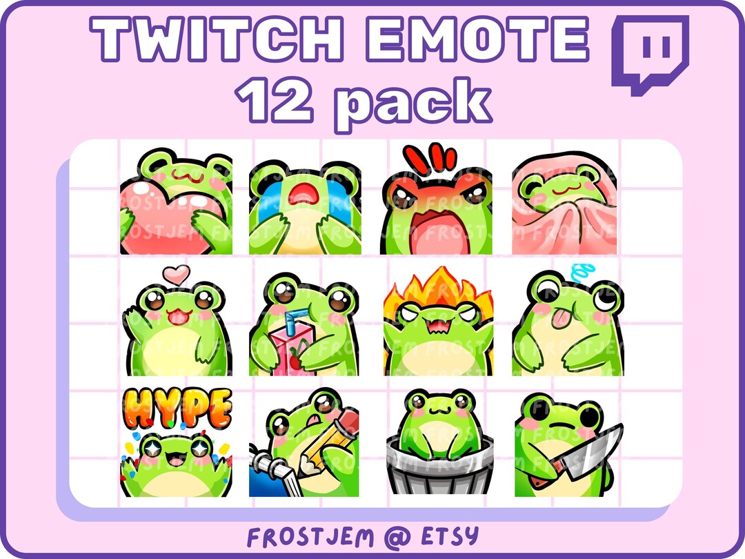 Frog Emotes BIG PACK 12 Twitch Emotes | Discord | Youtube | Emote Pack ...
