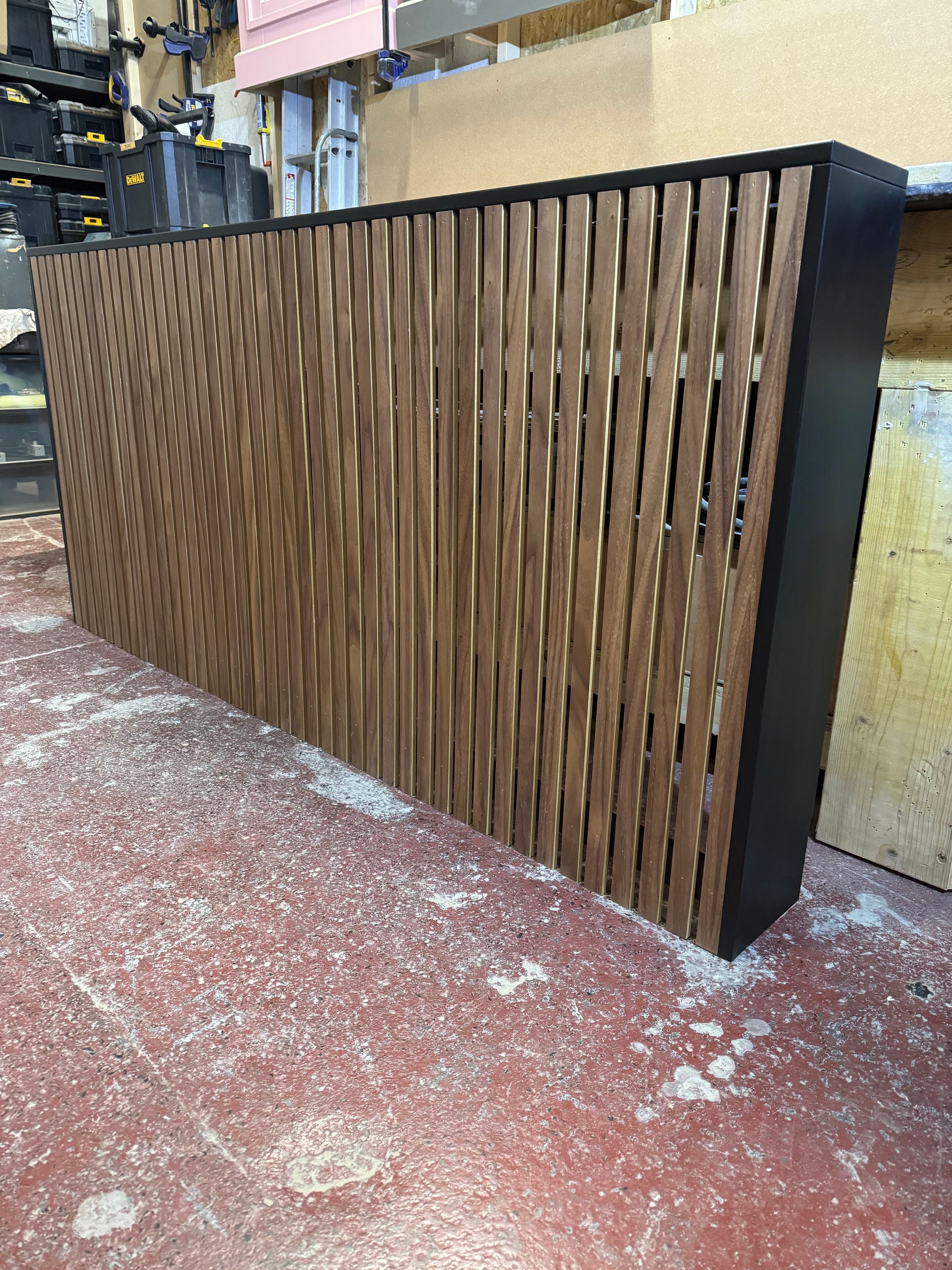 Walnut Black Radiator Cover Black Cover With Walnut Slat Bespoke ...