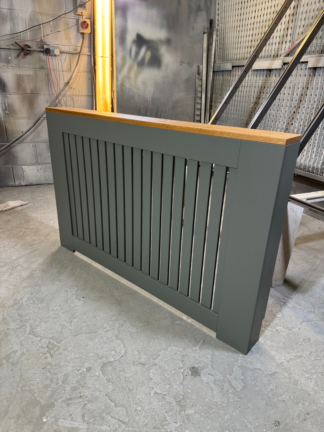 Grey ral 7005 Vertical Slat Solid Oak Top Radiator Cover the Florence ...