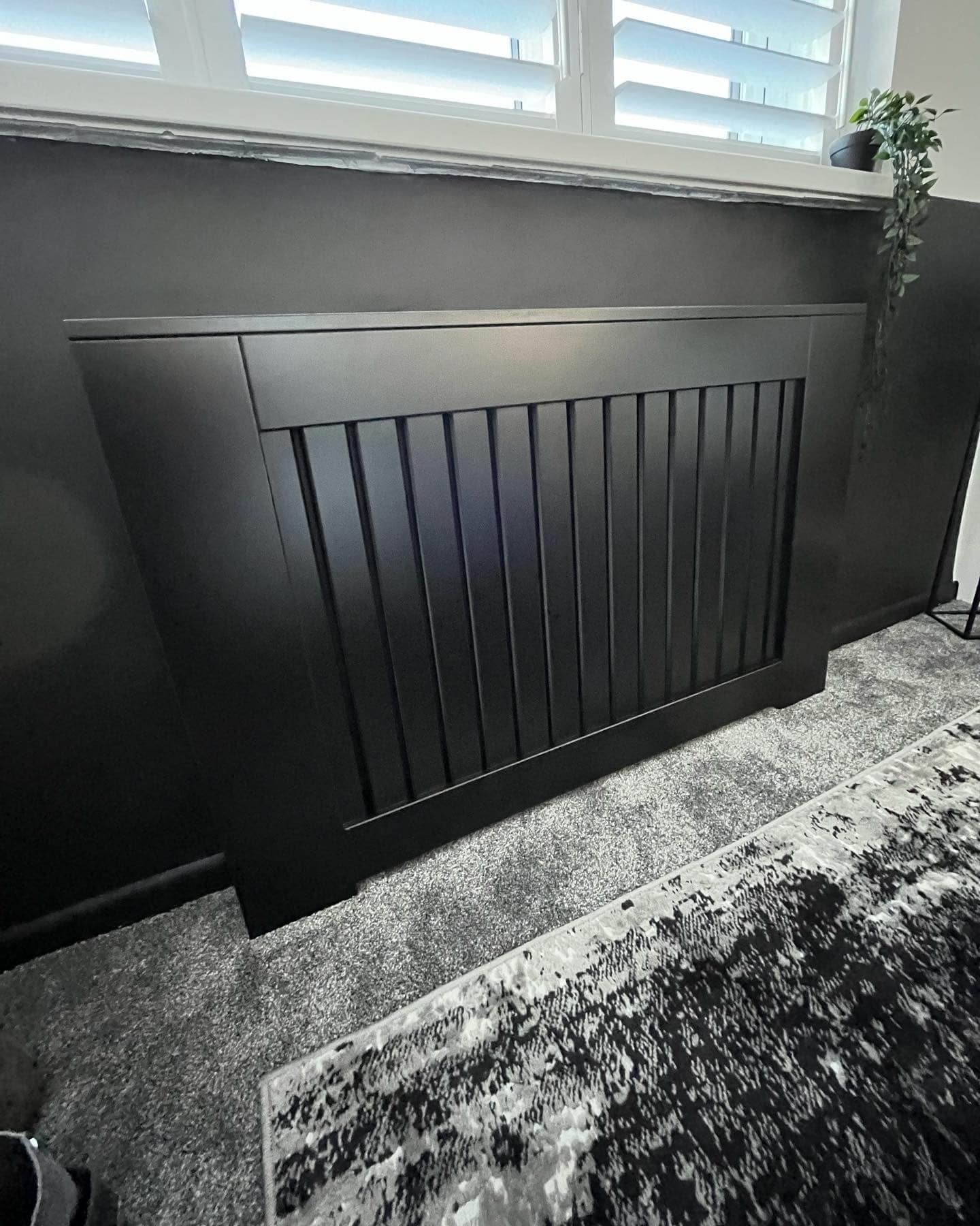 Black Darcey Radiator Cover - Vertical Slats Black Radiator Cover - Etsy UK