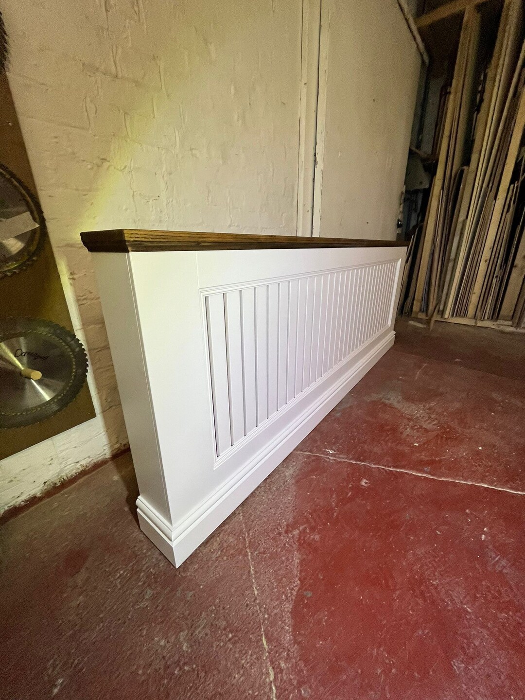 The Rhiannon Radiator Cover Oak Top With Skirting and Beading - Etsy UK