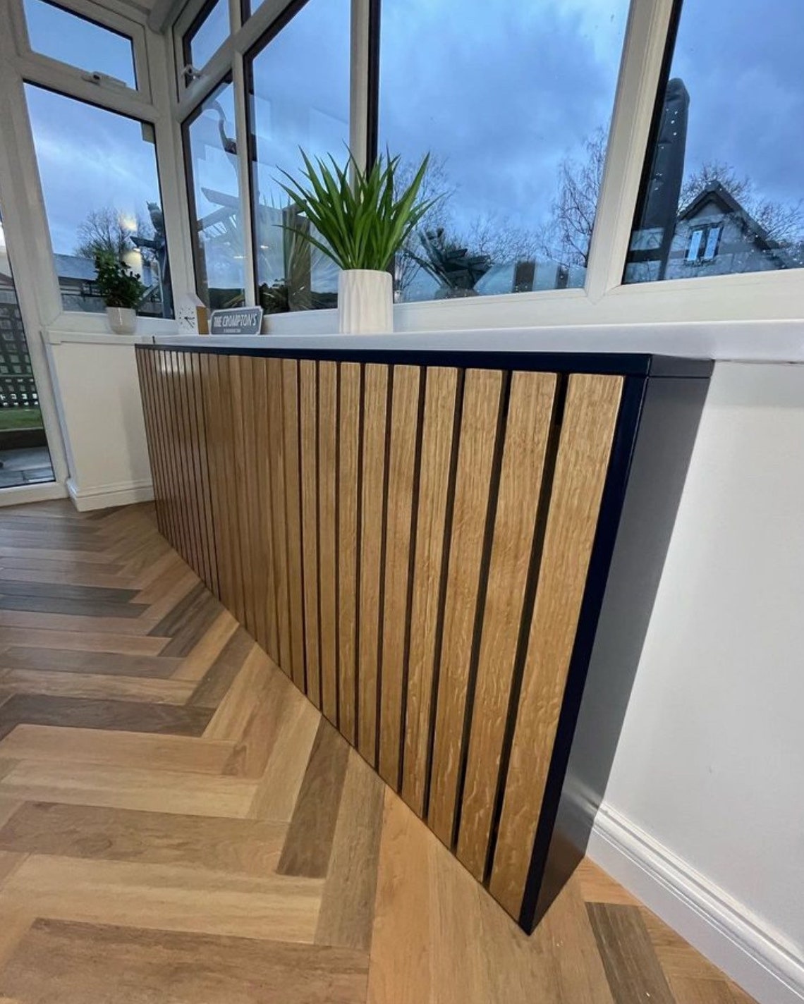 Oak Black Radiator Cover Black Cover With Oak Slat Bespoke - Etsy UK