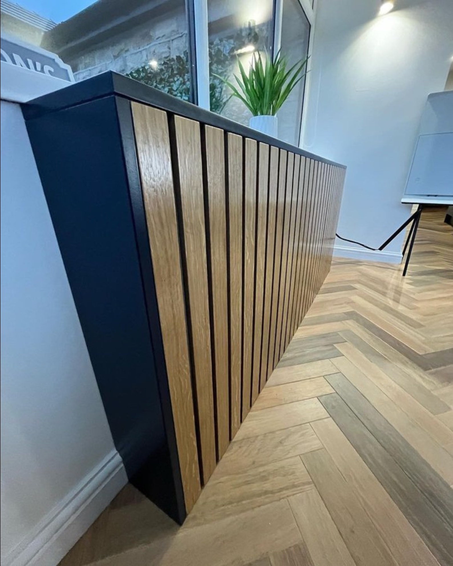 Oak Black Radiator Cover Black Cover With Oak Slat Bespoke Radiator ...