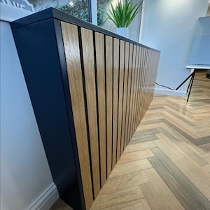 Oak Black Radiator Cover Black Cover With Oak Slat Bespoke Radiator ...