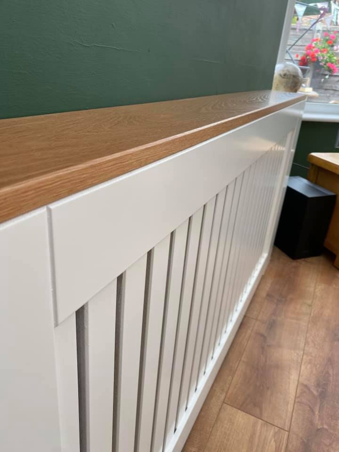 Oak Top White Vertical Slat Radiator Cover - All Made to Measure - UK ...