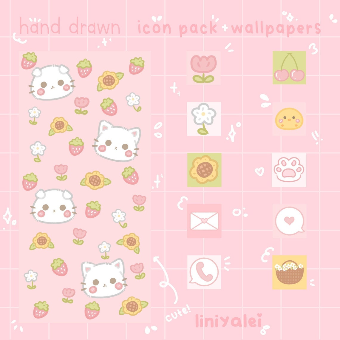 Kawaii App Icon Pack Wallpapers for Ios and Android / Cute - Etsy Canada