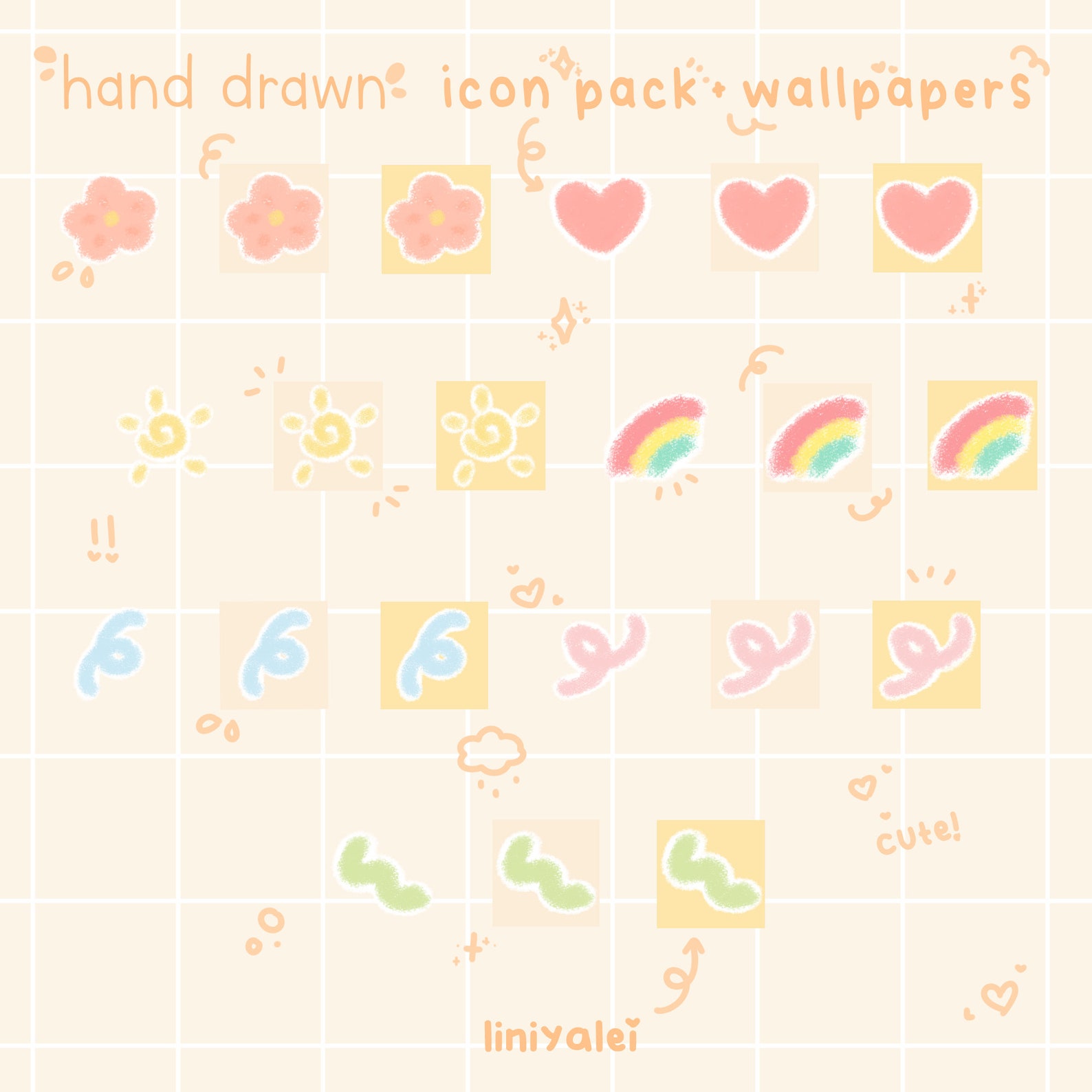 Kawaii App Icon Pack Wallpapers for Ios and Android / Cute - Etsy Canada