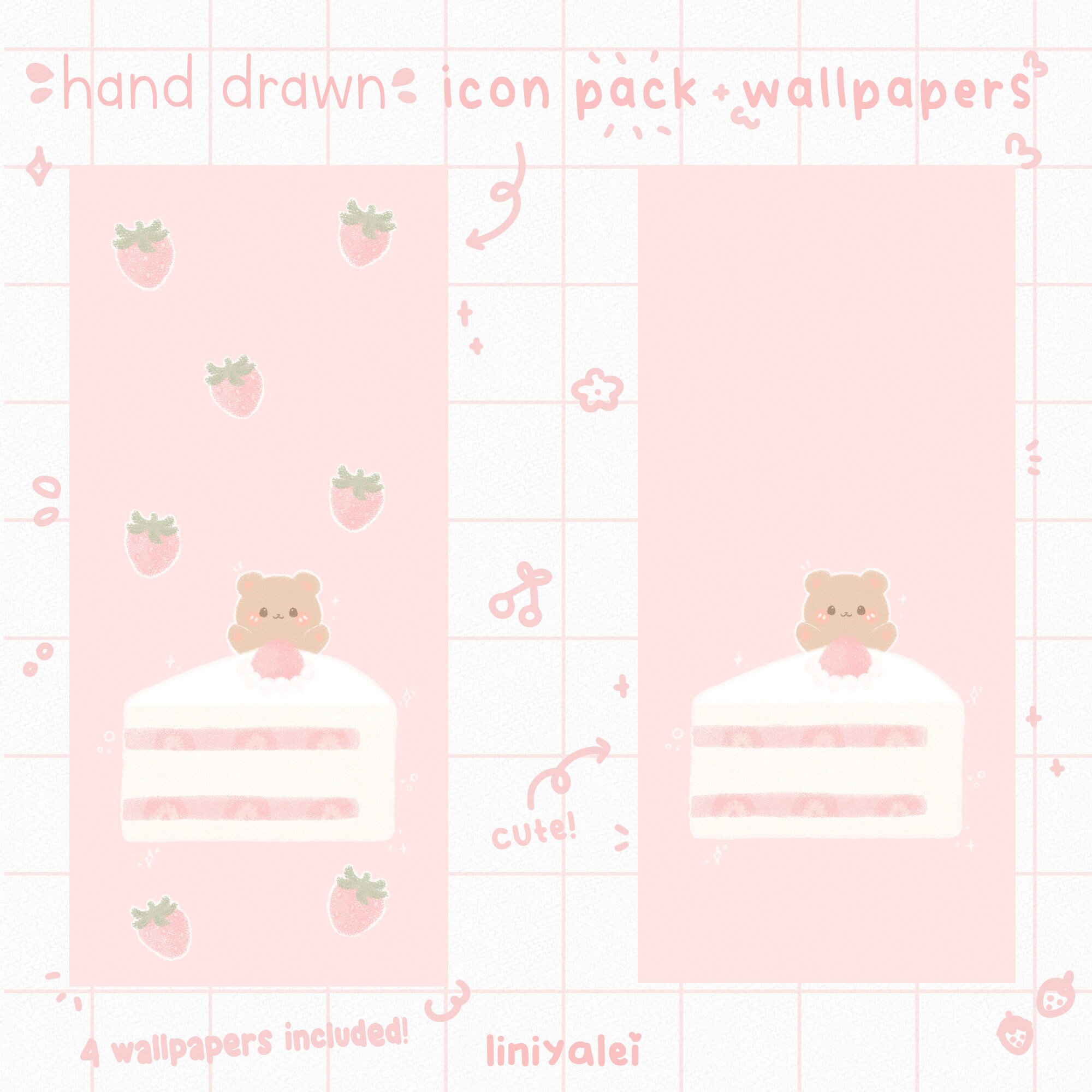 Kawaii App Icon Pack + Wallpapers for Ios and Android / Cute App Icon ...