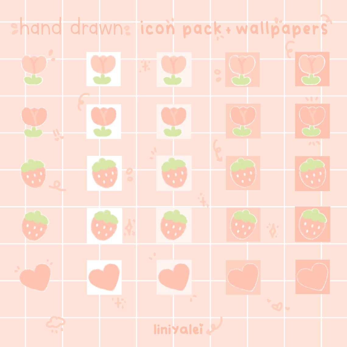 Kawaii App Icon Pack + Wallpapers for Ios and Android / Cute App Icon ...