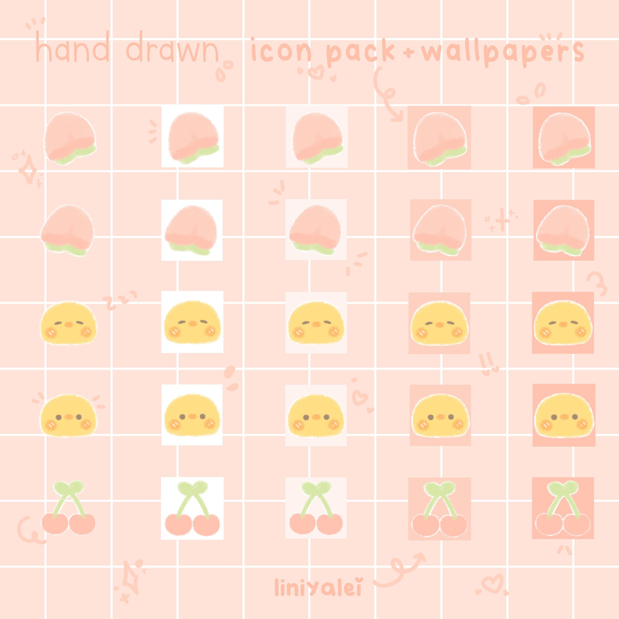 Kawaii App Icon Pack + Wallpapers for Ios and Android / Cute App Icon ...