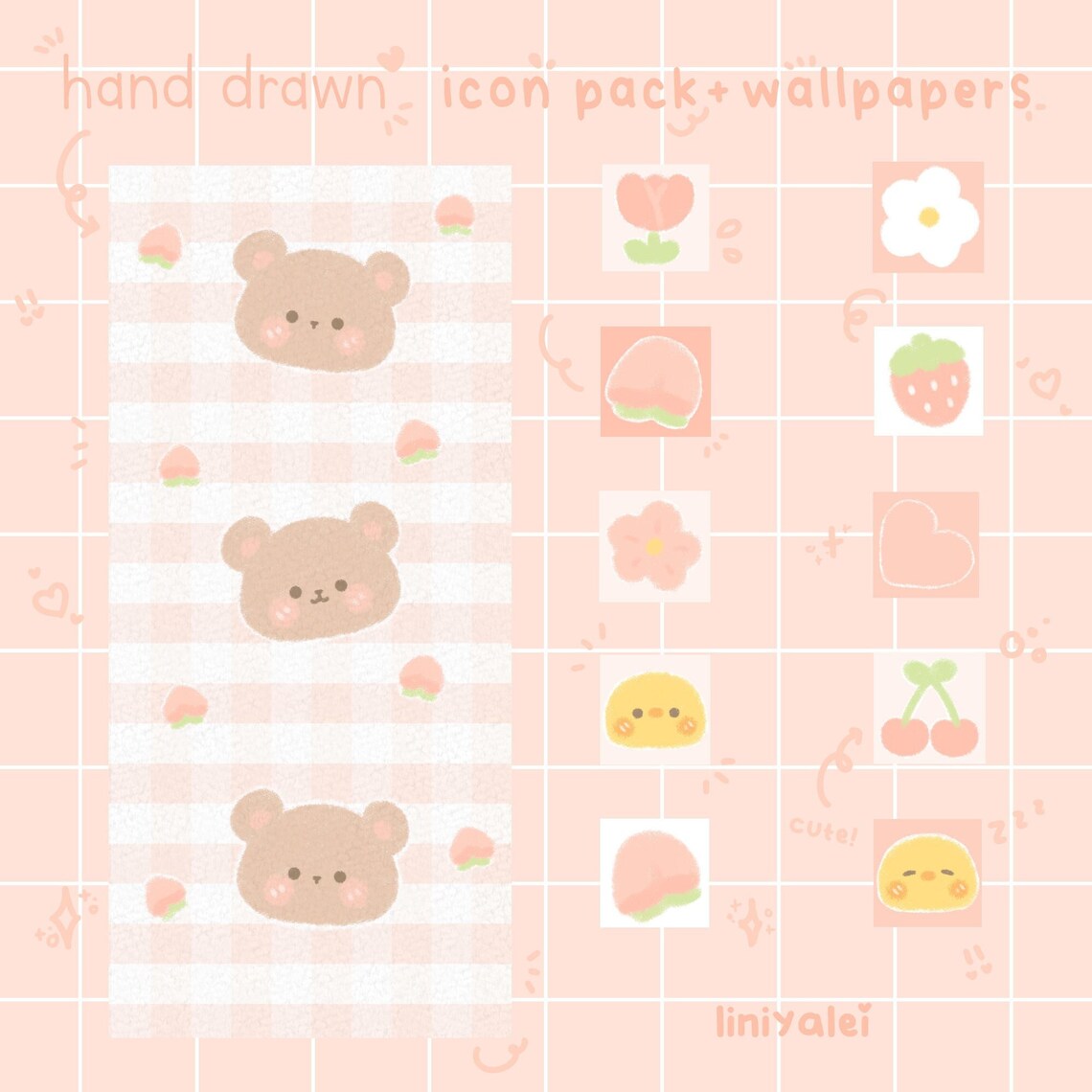 Kawaii App Icon Pack + Wallpapers for Ios and Android / Cute App Icon ...
