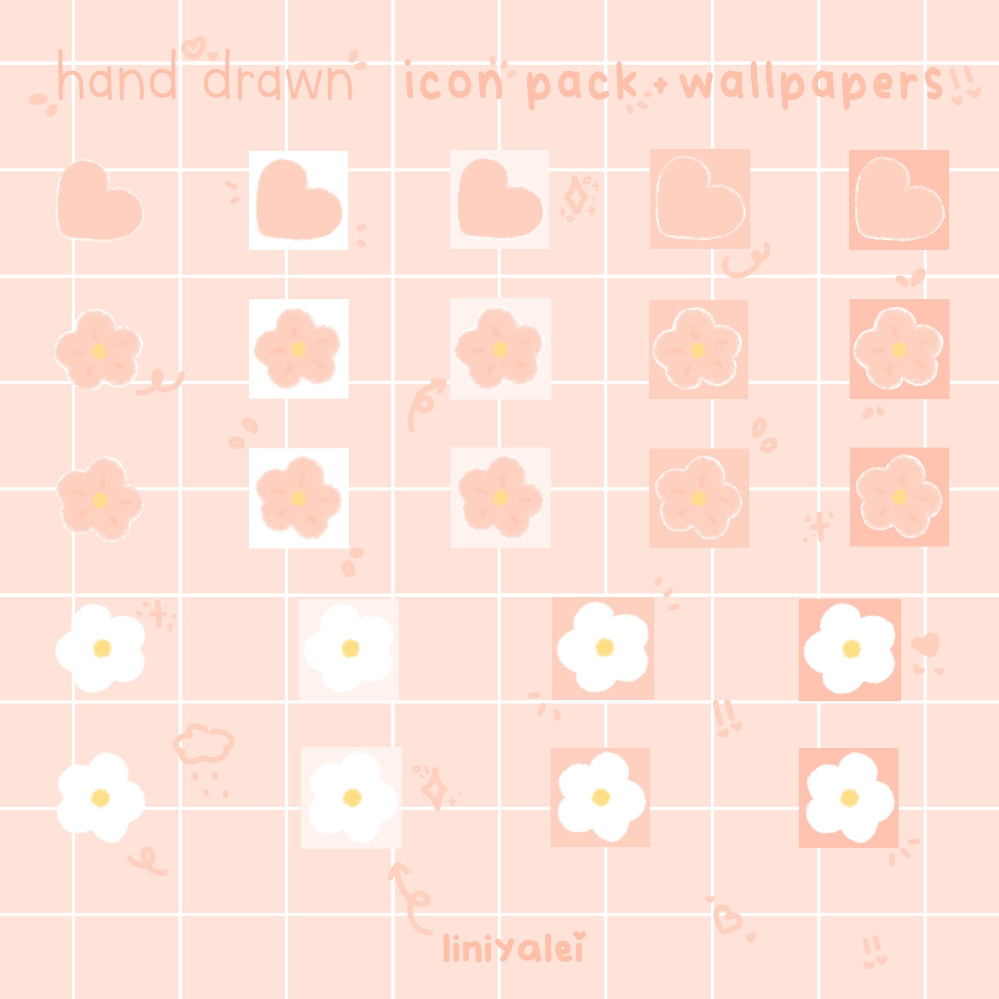Kawaii App Icon Pack + Wallpapers for Ios and Android / Cute App Icon ...