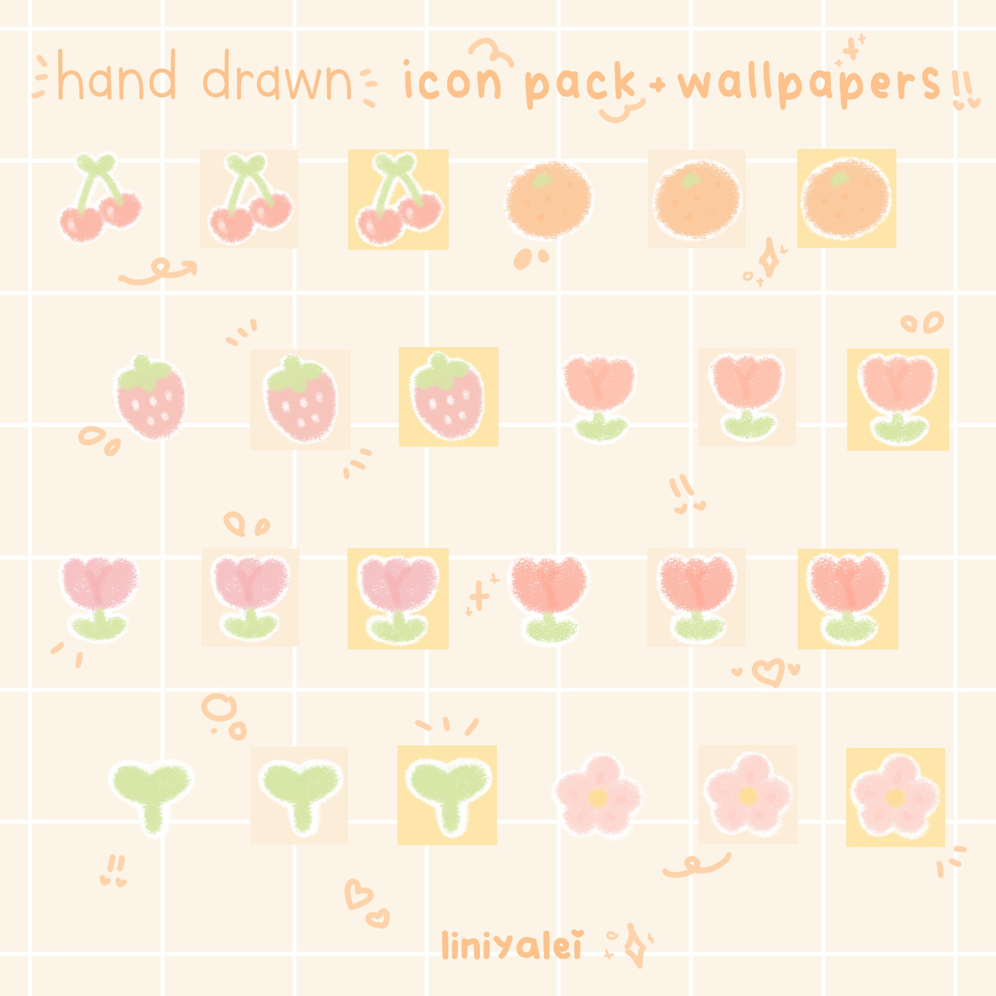 Kawaii App Icon Pack + Wallpapers for Ios and Android / Cute App Icon ...