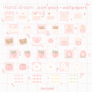 Kawaii App Icon Pack + Wallpapers for Ios and Android / Cute App Icon ...