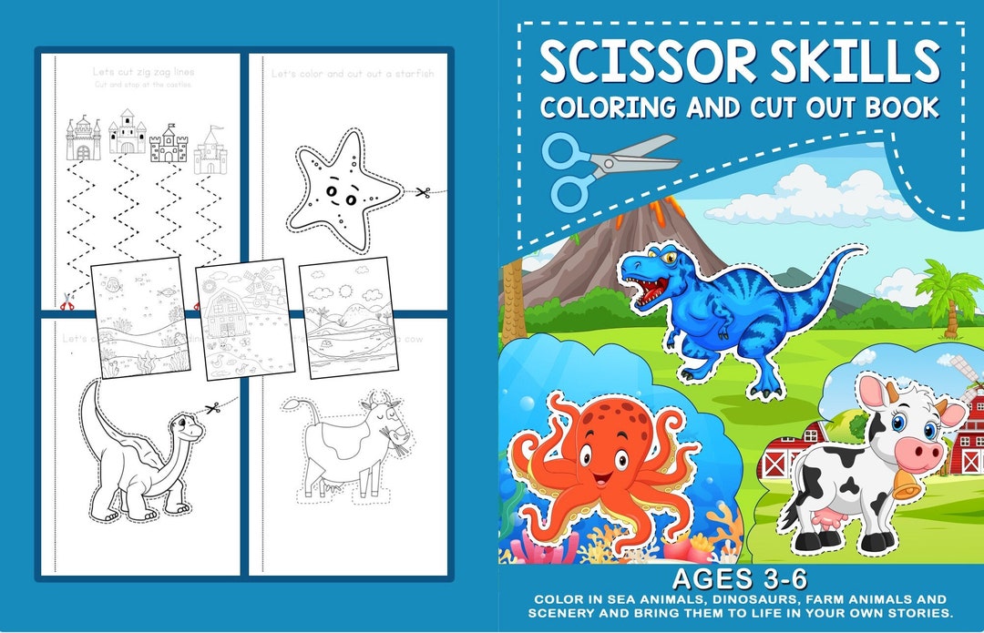 56 Page Scissor Skills, Cut Out Activity Book: Color and Cut Out Sea ...