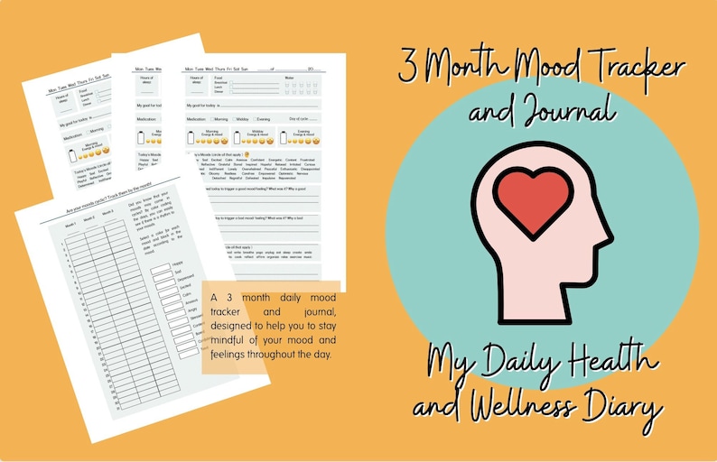 Mood Tracker Journal: Daily Mental Health & Wellness Diary With Prompts ...