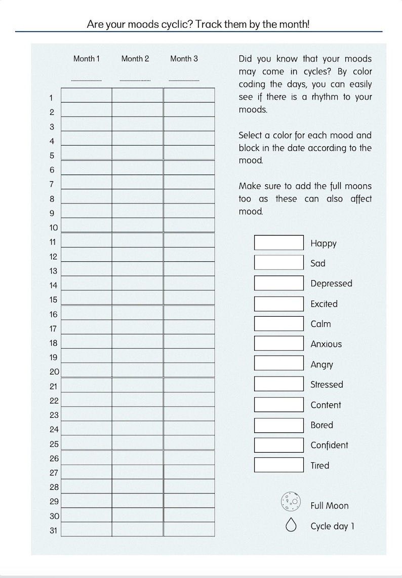 Mood Tracker Journal: Daily Mental Health & Wellness Diary With Prompts ...