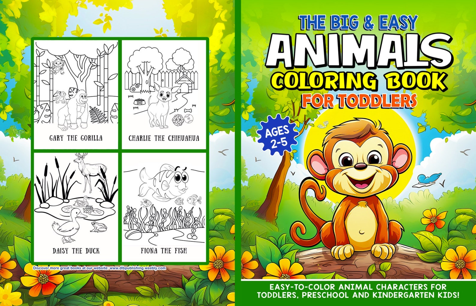 50 Page Big & Easy Animals Coloring Book for Toddlers - Etsy