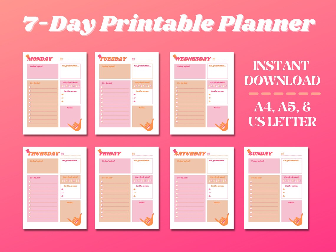 Girly Planner, Personal Daily Planner, Work From Home Planner ...