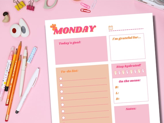 Girly Planner Personal Daily Planner Work From Home Planner - Etsy