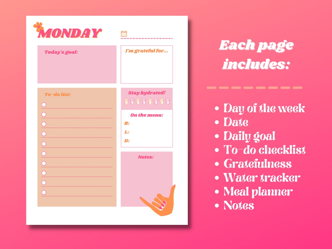 Girly Planner, Personal Daily Planner, Work From Home Planner ...