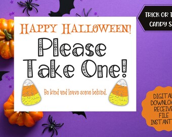 Please Take Two Candy Bowl Sign Trick or Treat Sign - Etsy