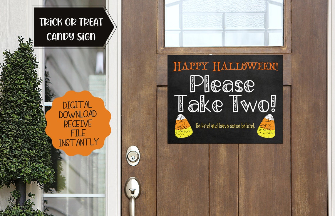 Printable Take 2 Sign for Halloween Candy Bowl Trick or - Etsy