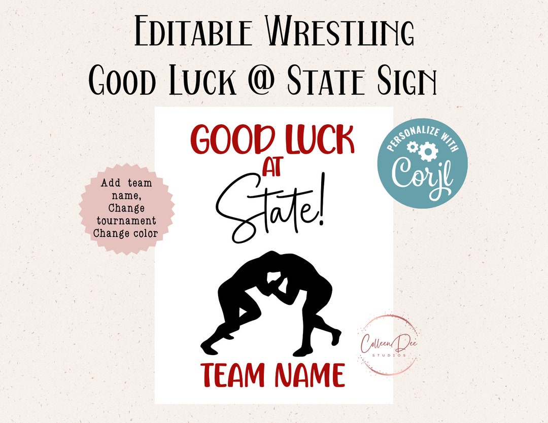 Editable Wrestling Good Luck at State Printable Tag | Wrestling Team ...
