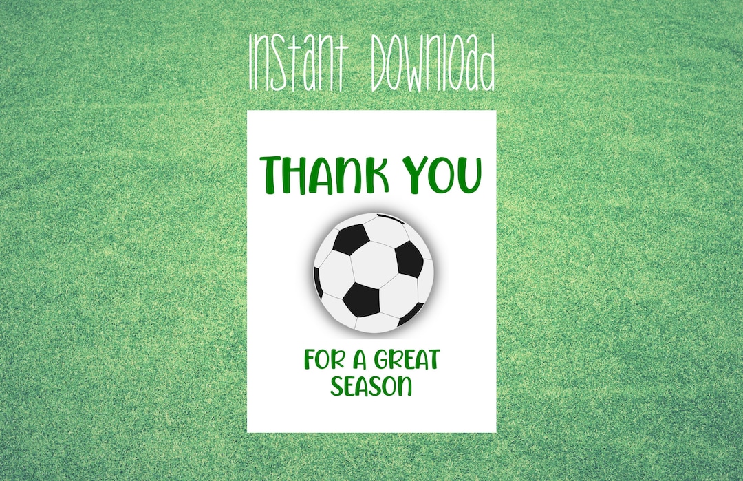 Soccer Thank You for a Great Season Printable Tag | Printable Tag ...