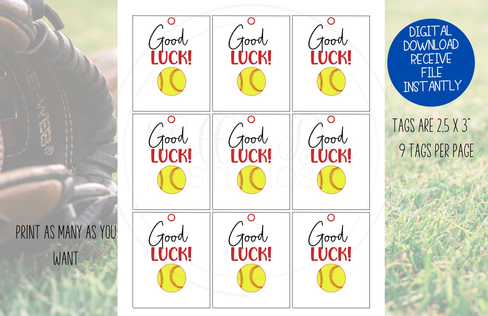 Softball Good Luck Printable Tag Team Good Luck Tag | Etsy