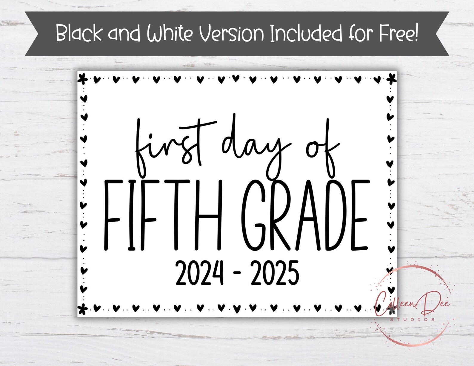 FIFTH GRADE 2024-25 SIGN 1st Day of Fifth Grade Sign Start of School ...