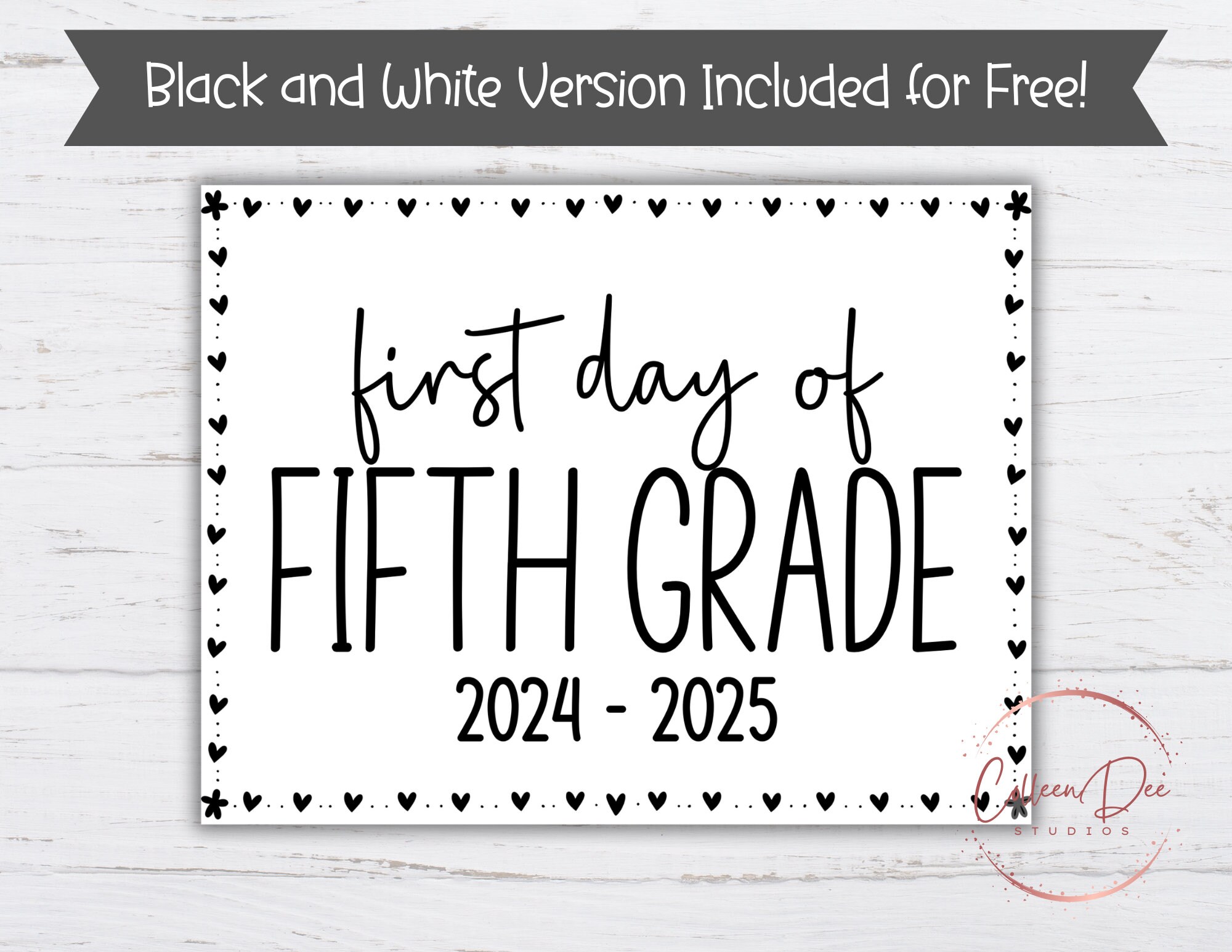FIFTH GRADE 2024-25 SIGN 1st Day of Fifth Grade Sign Start of School ...