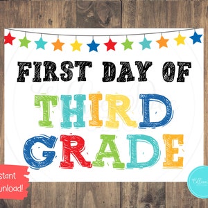 THIRD GRADE SIGN First Day of 3RD Grade Sign Start School Sign ...