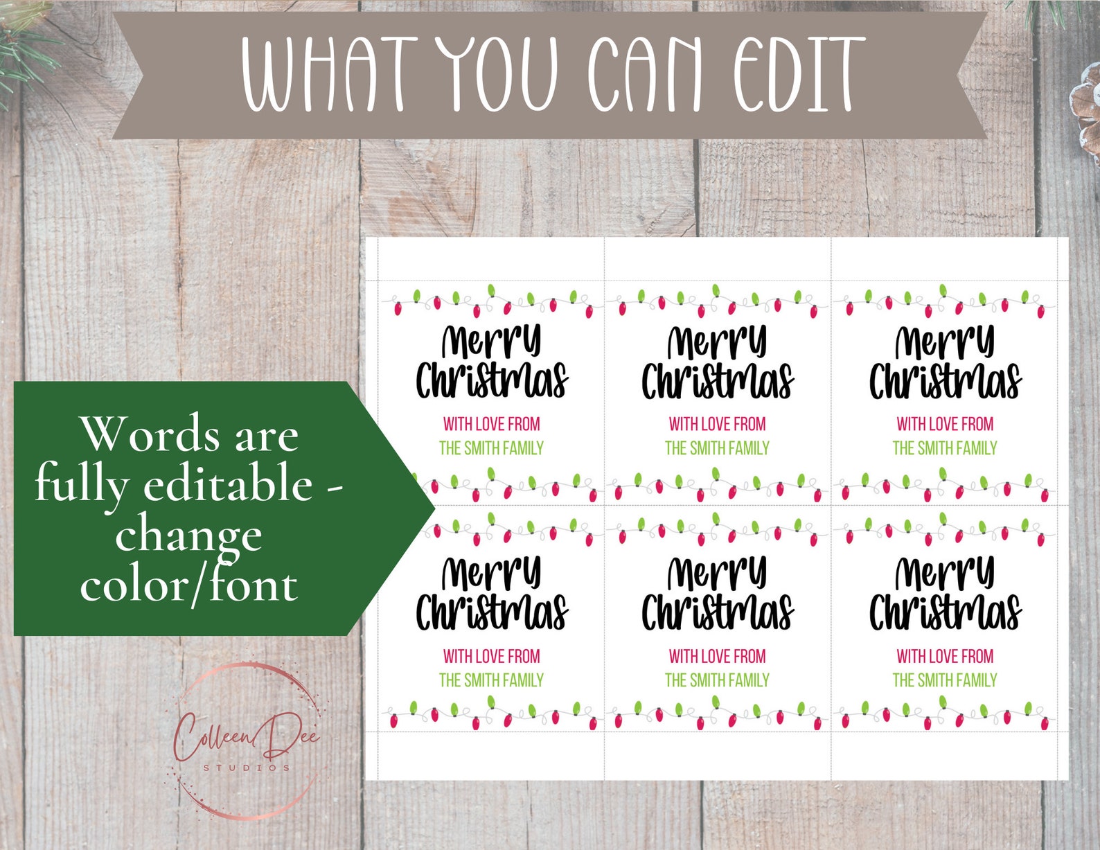 Editable Christmas Gift Tag Printable Edit Online in Corjl - Etsy