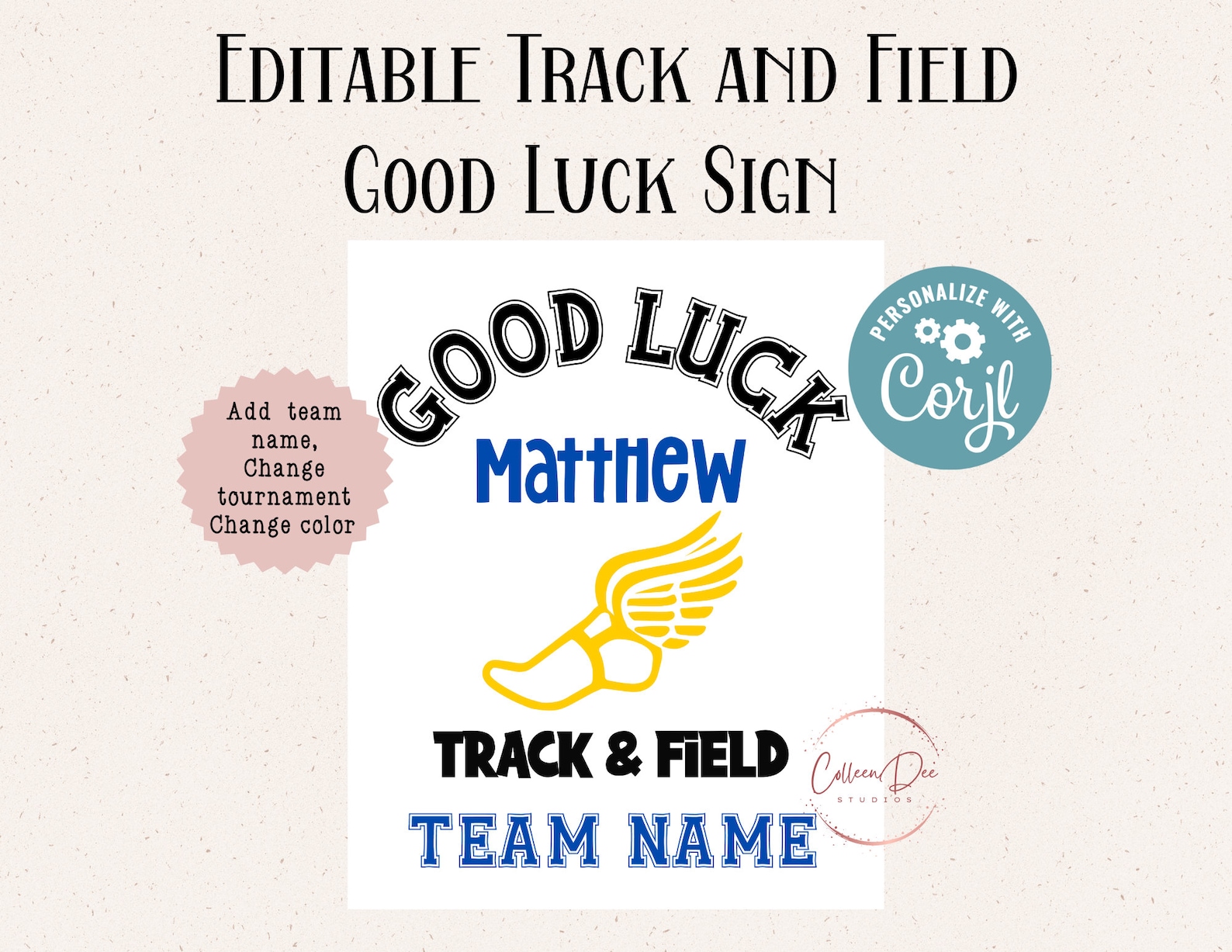Editable Track & Field Good Luck Printable Sign Track Team Good Luck ...