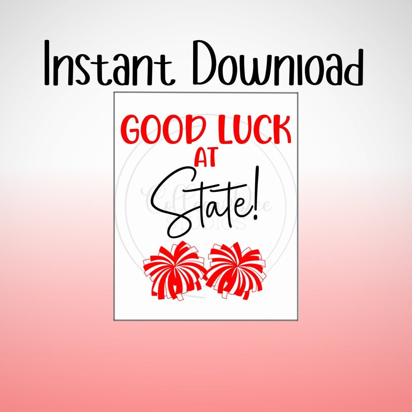 CHEER POM POMS Good Luck at State Printable Tag Team Good - Etsy