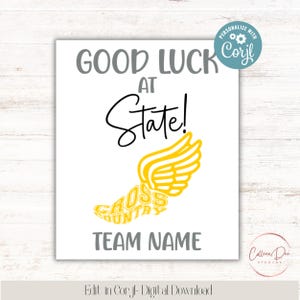 Editable Cross Country Good Luck at State Printable | Cross Country ...