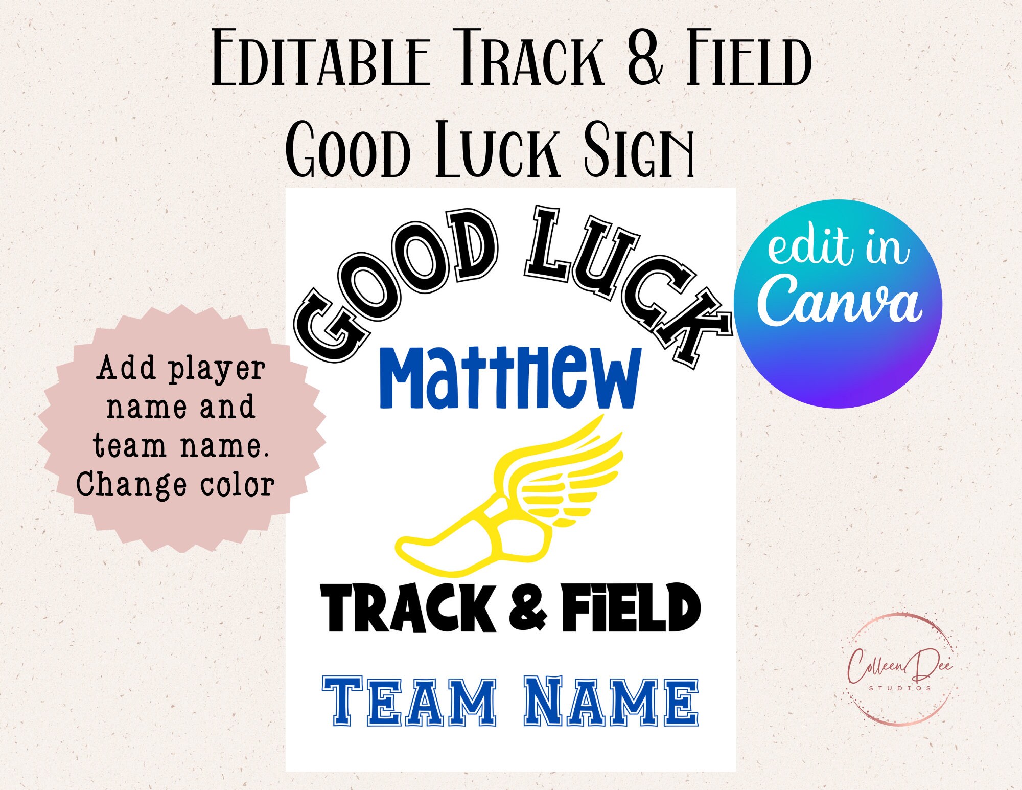Editable Track & Field Good Luck Printable Sign Track Team - Etsy Australia