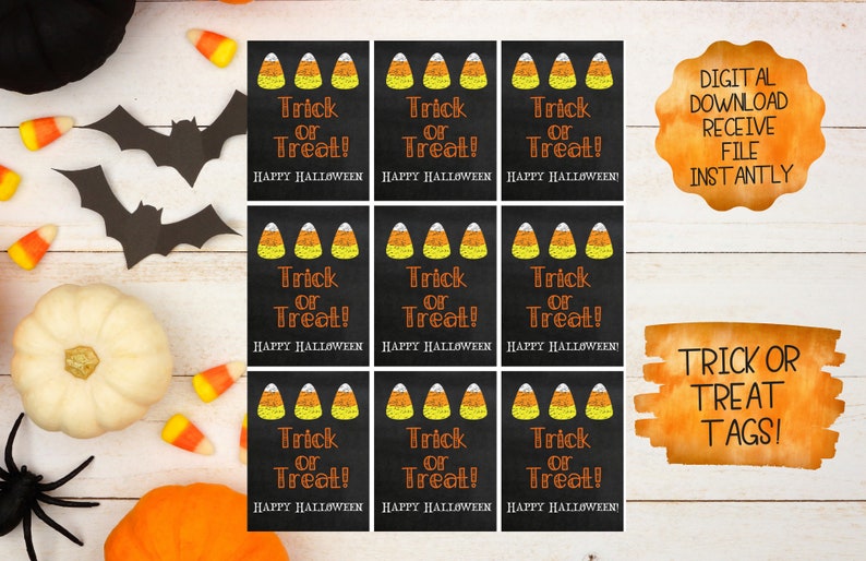 Printable Halloween Trick or Treat Tags Instant Download - Etsy