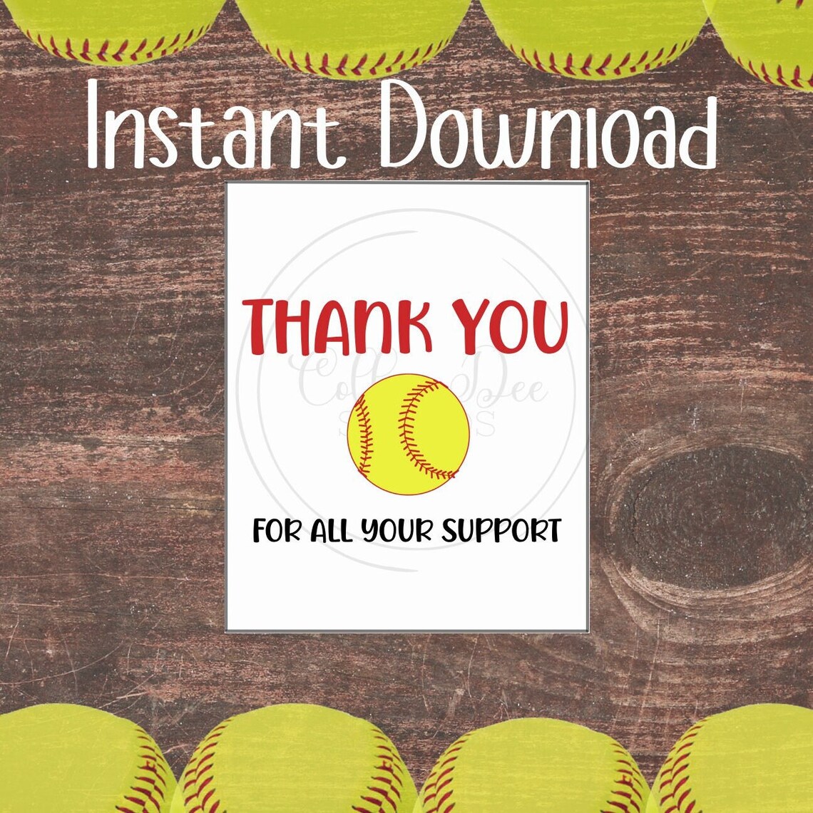 Softball Thank You for All Your Support Printable Tag Thank - Etsy