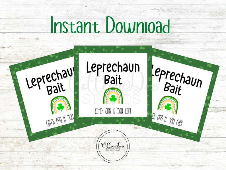 Leprechaun Bait Printable Tag Instant Download St Patrick Day Tag Treat ...