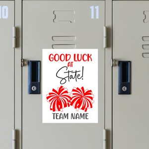Editable Poms Cheer Good Luck State Printable Tag | Poms Cheer Team ...