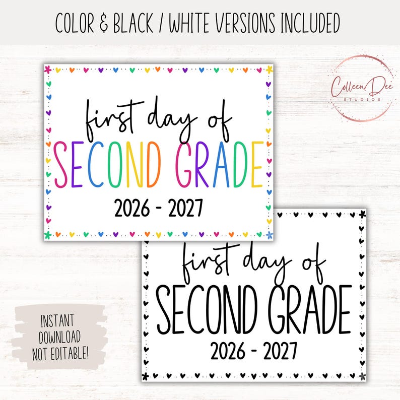 SECOND GRADE 2026-27 SIGN | 1st Day of Second Grade Sign | Start of ...