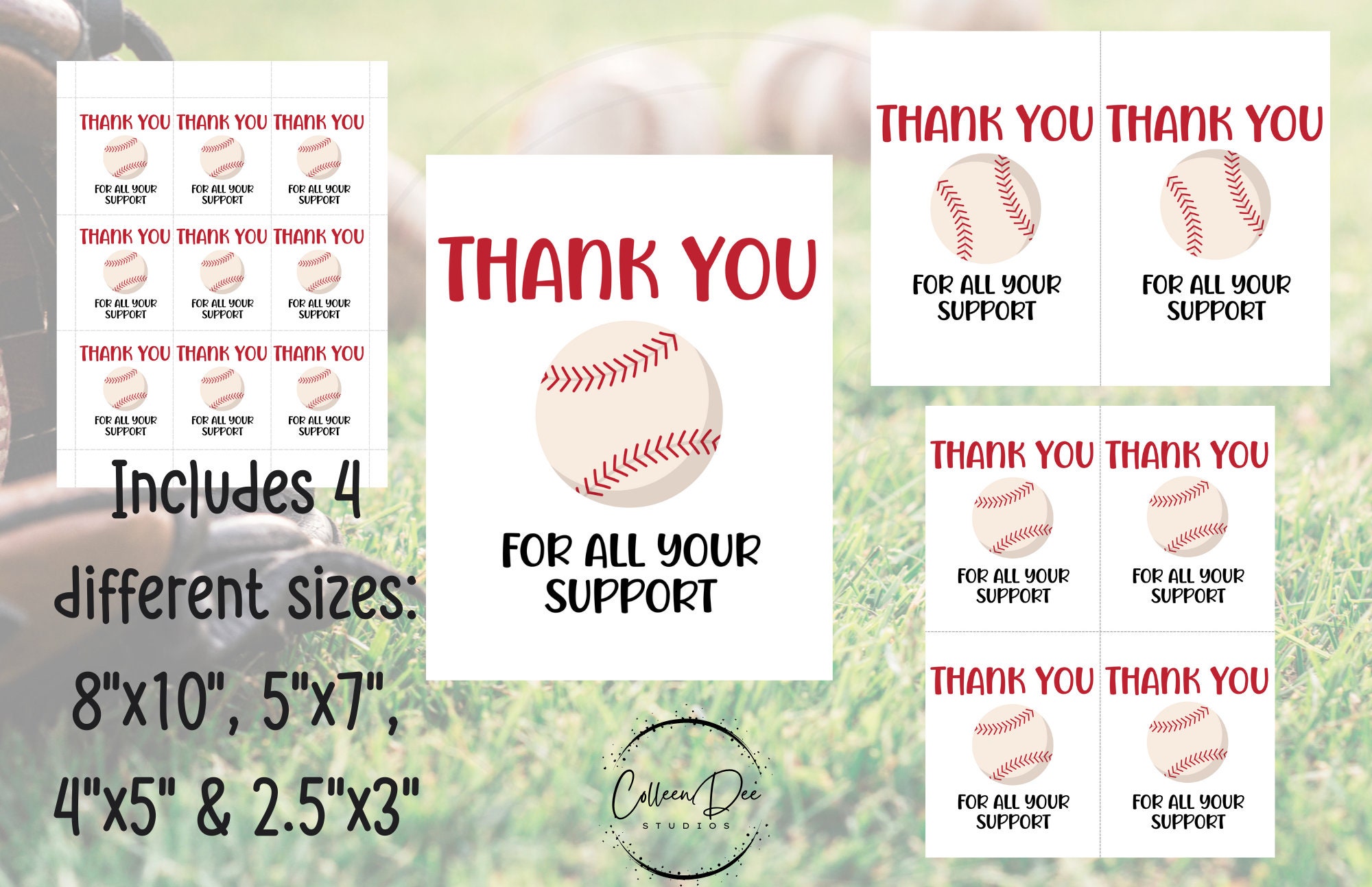 Baseball Thank You for All Your Support Printable Tag Thank - Etsy