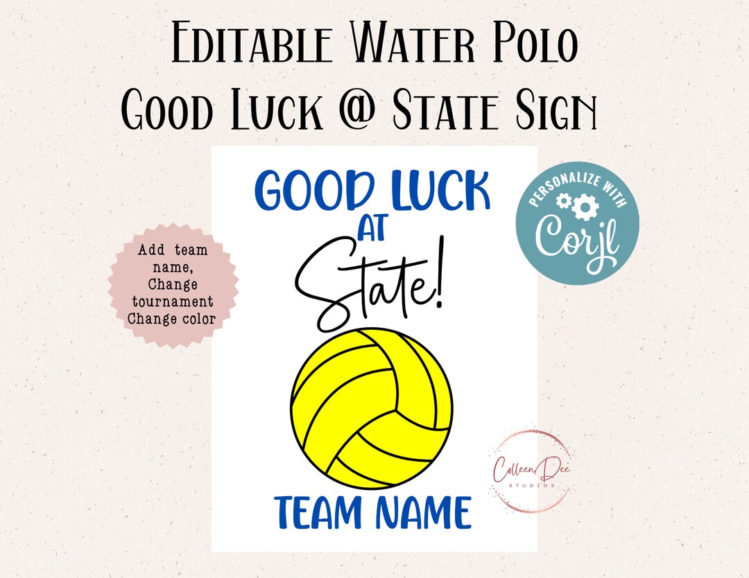 Editable WATER POLO Good Luck at State Printable Tag | Waterpolo Team ...