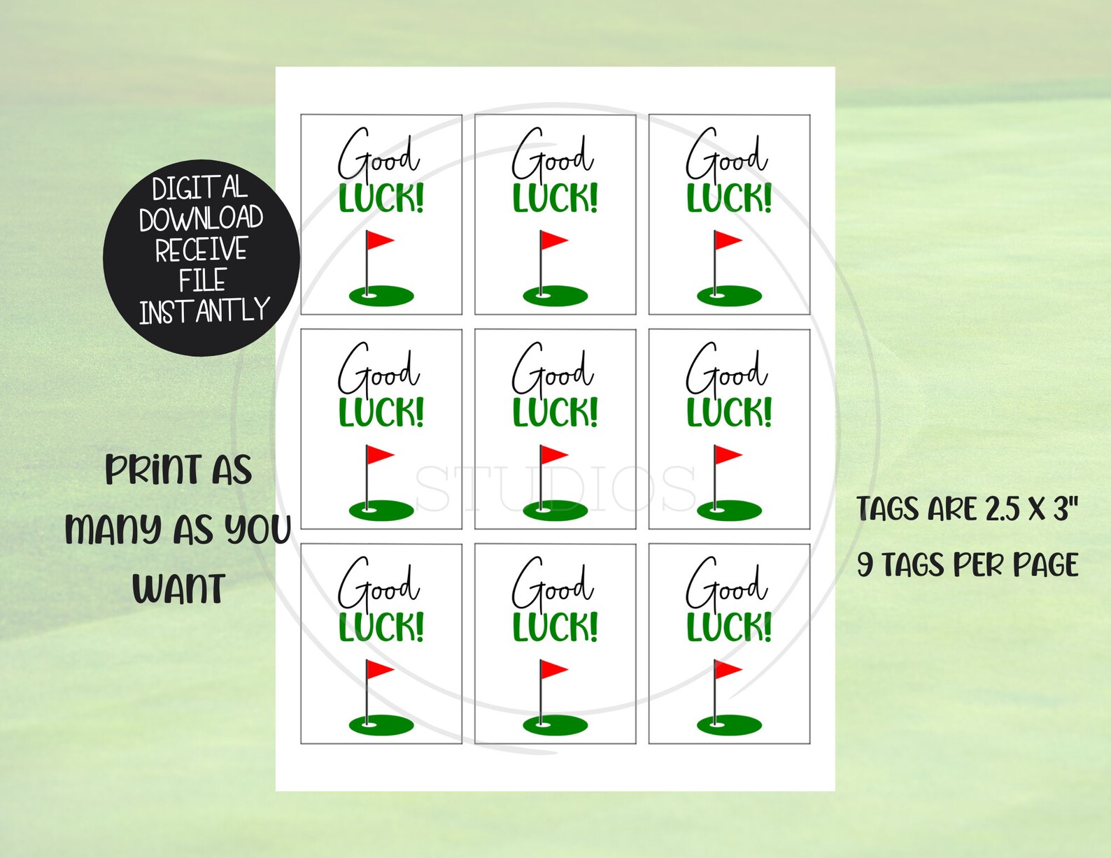 Golf Good Luck Printable Tag Team Good Luck Tag Printable - Etsy