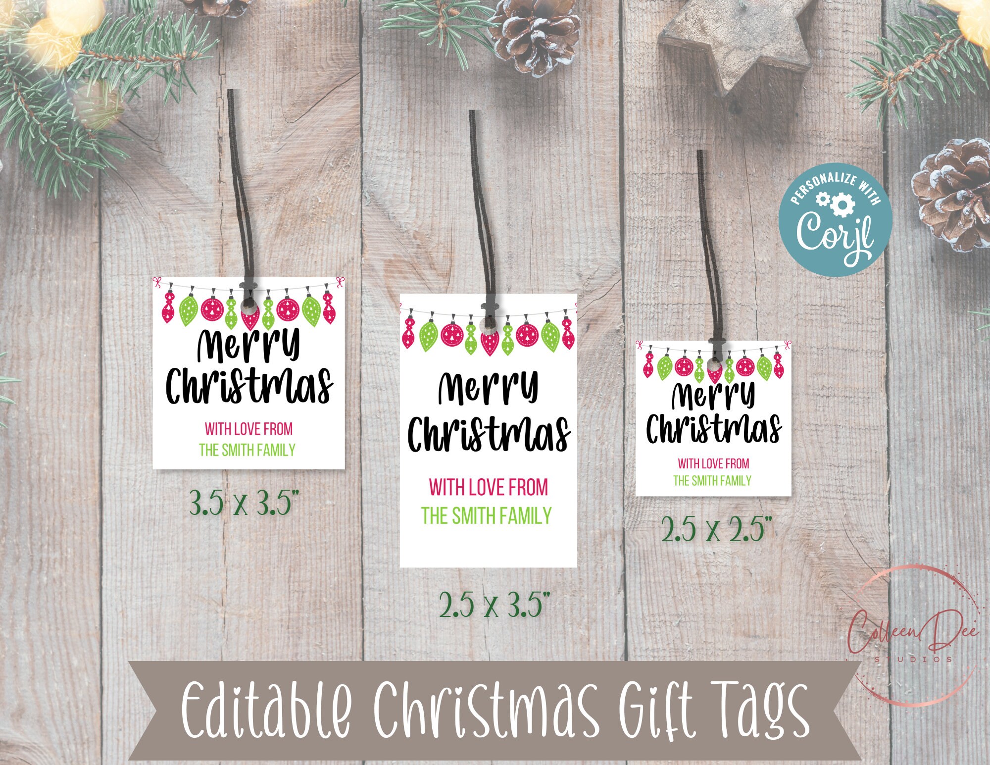Editable Christmas Gift Tag Printable Edit Online in Corjl - Etsy