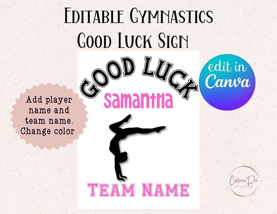 Editable Gymnastics Good Luck Printable Sign Gymnastics Team - Etsy